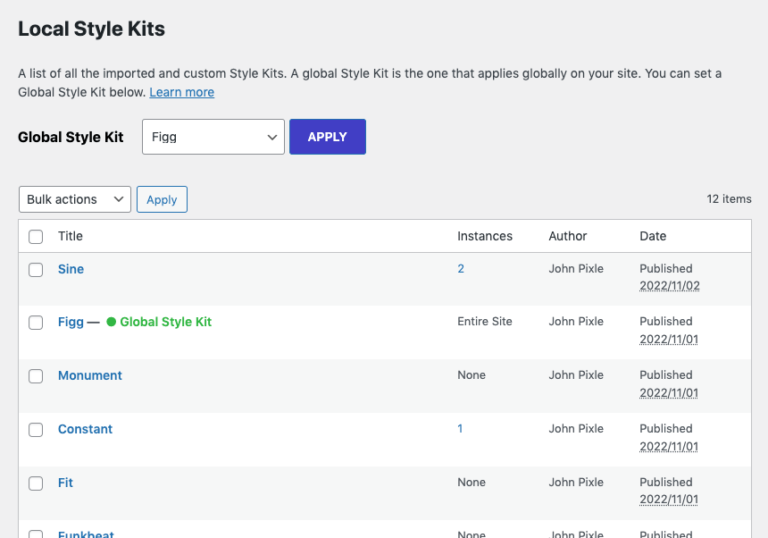 Style Kits Docs - The local Style Kits page
