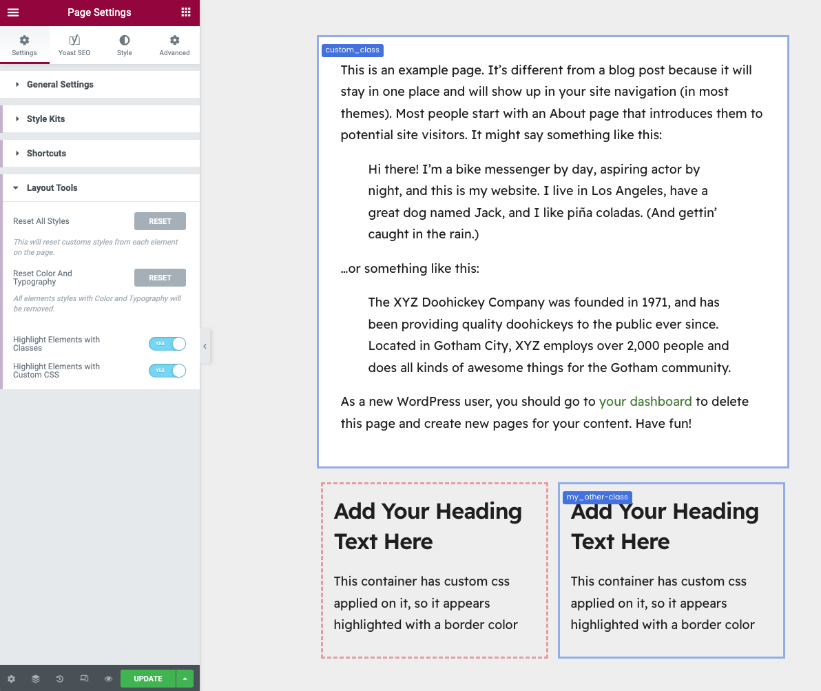 Style Kits Docs How To Highlight Elements With Custom Css Andor Custom Css Classes